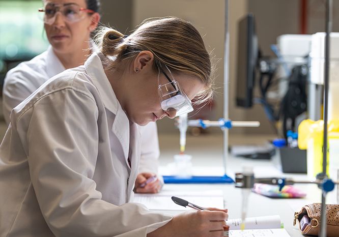 Students working in a science lab